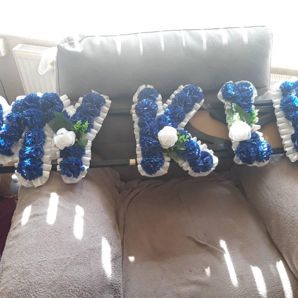 NAN WREATH - White With Yellow or ANY 3 Letters/colours Custom Funeral ...