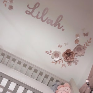 Rose Gold Paper Flower Wall Decor With Name - Etsy UK