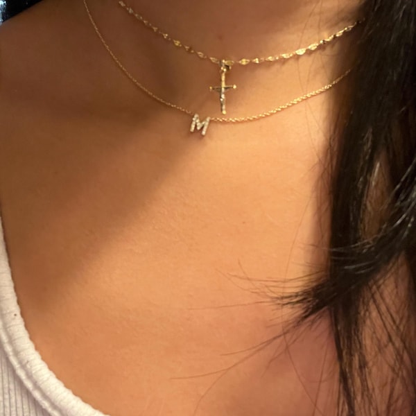 14K Real Gold Sparkle Chain Necklace,glitter Chain Necklace, - Etsy
