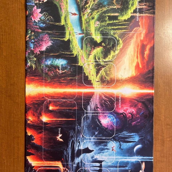 One CUSTOM Playmat WITH Piece of Art + Playzones - 14"x24" / 35,5X60 Cm ...