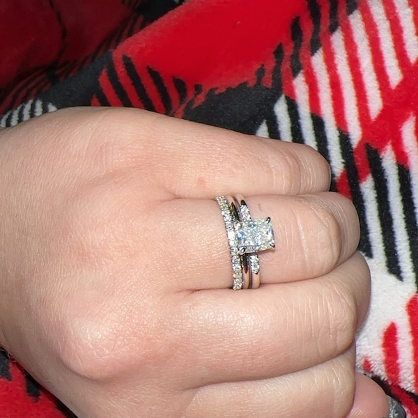 Double Wedding Bands Womens Wedding Ring Set of Two in Solid 14K Gold ...