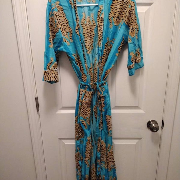 New Animal Print Kimono Robe, Indian Soft Cotton Kimono, Japanese ...