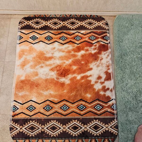 Cowhide Print Outdoor Rug Western Rustic Outdoor Floor Mat Faux Cow ...