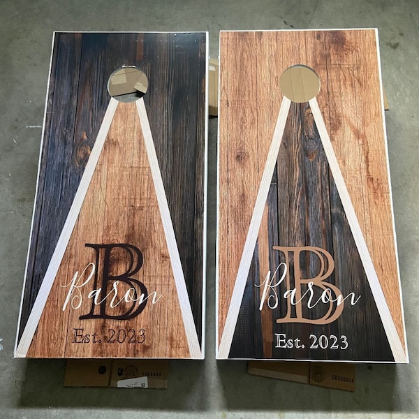 Custom Cornhole Board Wraps | Personalized Cornhole Decals | Rustic ...