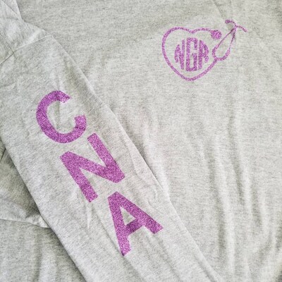Monogrammed Nurse Shirt, Monogrammed Stethoscope Shirt, Glitter Nurse ...