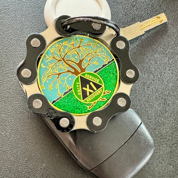 Display Your AA Chip Keychain Crafted Bicycle Chain Alcoholics ...