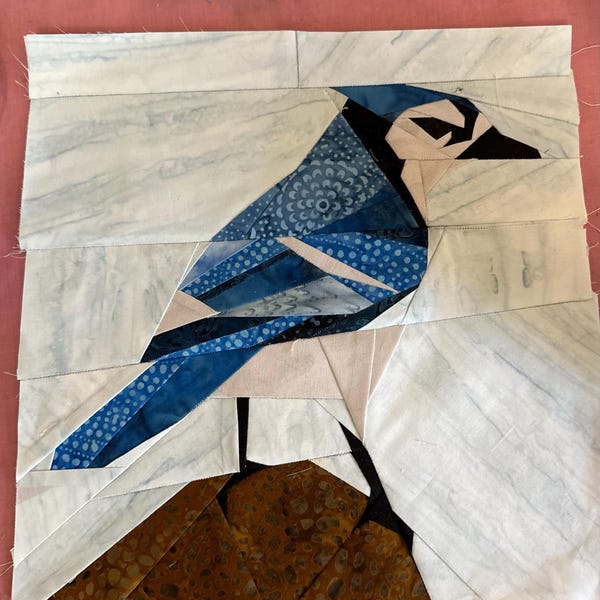 Blue Jay Fpp--backyard Birds Series--paper Piecing Quilt Block Pattern - Etsy