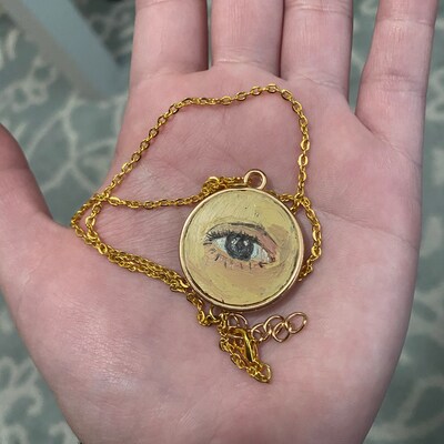 Custom Hand-painted Lovers Eye Locket Pendant Necklace - Etsy