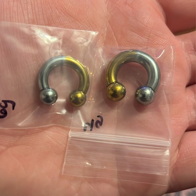 HALF GOLD / SILVER 4G, 5G, 6G, 7G, 8G, 10G, or 12G Anodized Astm F136 ...