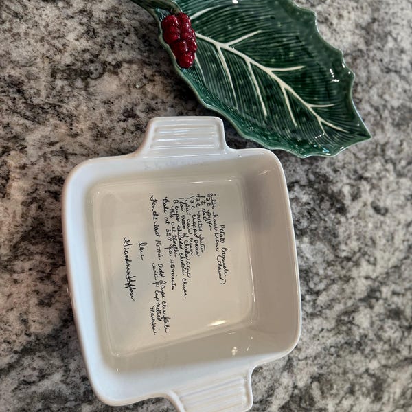 Personalized Casserole Dish, Hand Written Recipe, Favorite Recipe Plate ...
