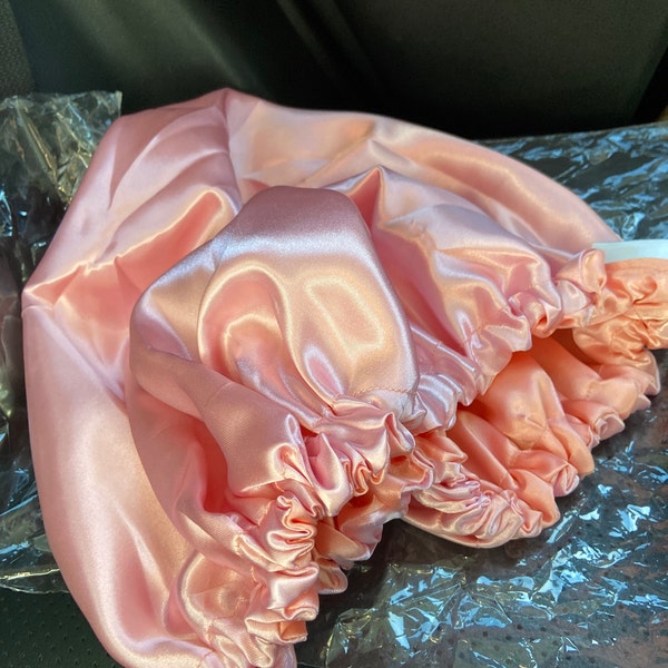 Perfect Fit Pink Reversible Satin Hair Bonnet | Satin Elasticated ...