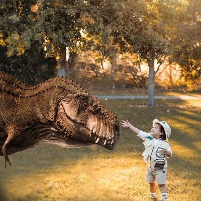 Smiling T-rex Tyrannosaurus Background / Dinosaur Backdrop for ...