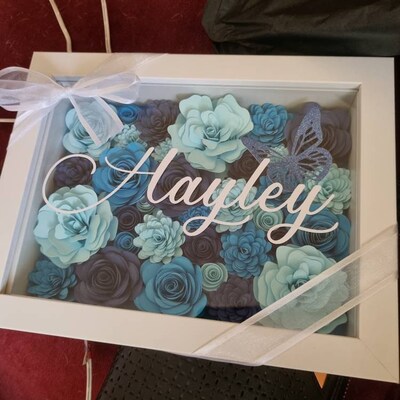 Initial Flower Shadow Box Personalised Flower Frame - Etsy Australia