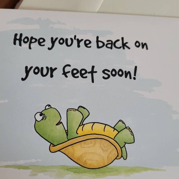 Funny Turtle Get Well Card - Hope You're Back on Your Feet Soon! - Etsy