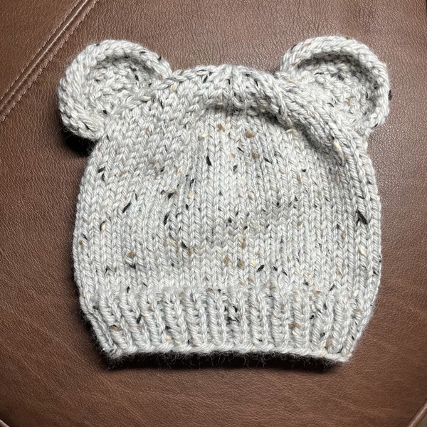 Bear Ears Hat Knitting Pattern Medium Worsted Weight Knit Winter Beanie ...