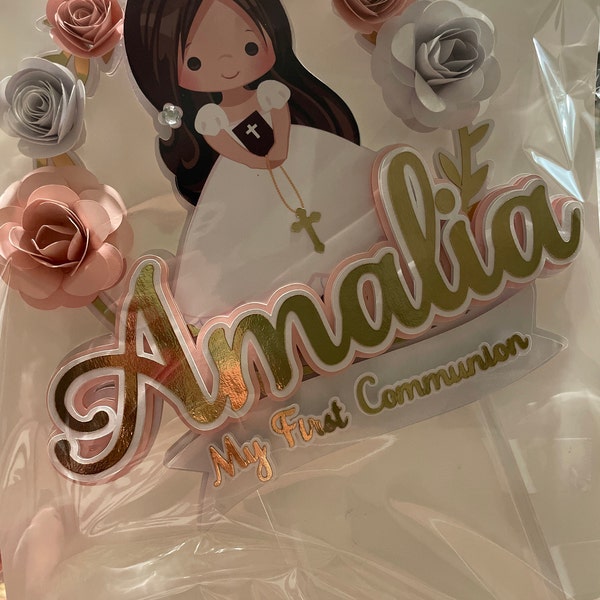 First Communion Cake Topper,first Communion Girl, Personalized ...