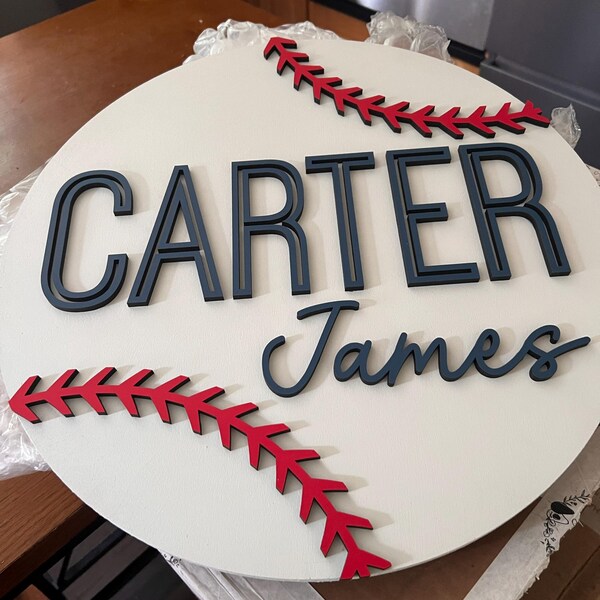 Baseball Nursery Name Sign, Round Name Sign, Sports Nursery, Boy Name ...