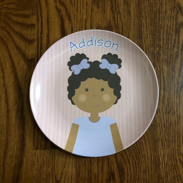 Little Girl Plate and Bowl Set - Personalized Plastic Children Plate ...