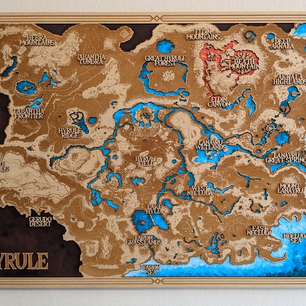 Laser Engraved Zelda Map, Breath of the Wild Hyrule, Gamer Gift - Etsy
