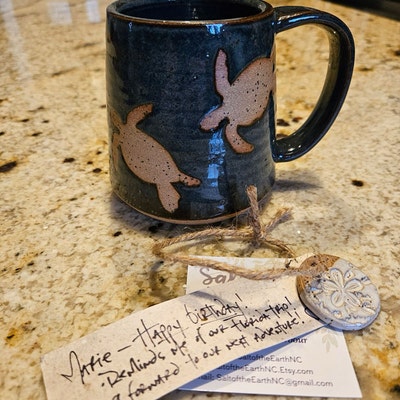 Sea Turtle Mug Ocean Life Mug Sea Turtle Gift Handmade Pottery Mug ...