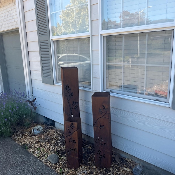 Dragonfly Garden Column, Landscape Art, Planter, Lighting Box, Metal ...