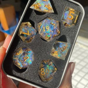 Golden Transparent DND Dice D&D Resin Sharp Edge Dice Set Dungeons and ...