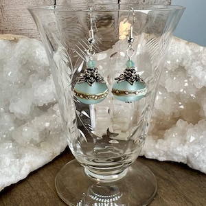 Silvered Ice ....set of 2 Handmade Lampwork Glass Beads Ice Silver Blue ...