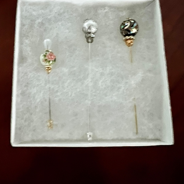 Gold Finished or Silver Plated 3 Inch Stick Pins Shades of Blue Pin ...