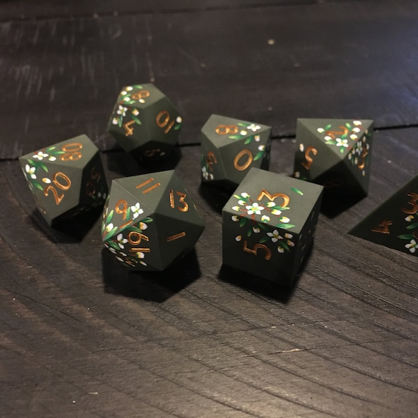 Wallflower - Hand-painted, Handmade Resin Sharp Edge Dice Set for Dnd ...
