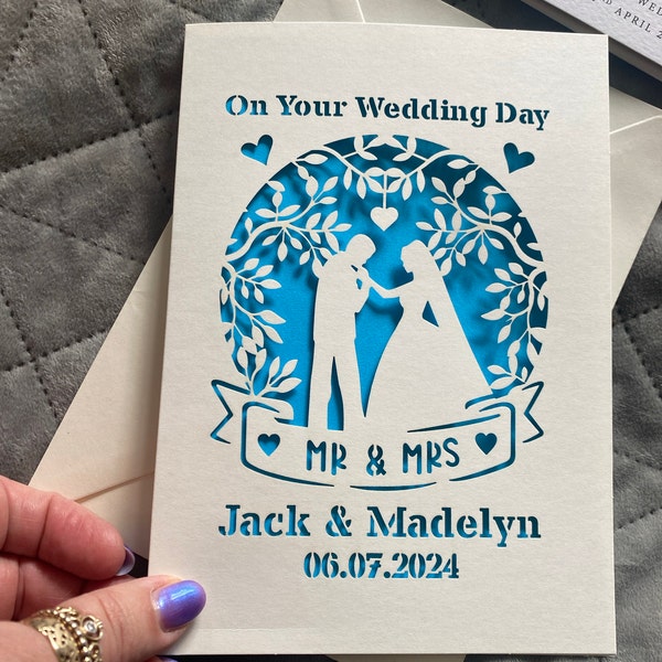 Personalised Papercut Wedding Card, Laser Cut Wedding Anniversary Card ...