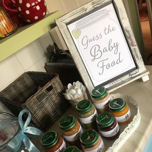 Guess the Baby Food Printable Baby Shower Game - Yellow Gender Neutral ...
