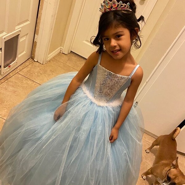 Ice Queen Costume for Girls, Halloween Costume, Blue Snow Queen Costume ...
