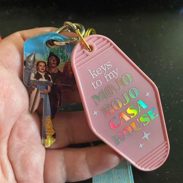 Holographic Keys to My Mojo Dojo Casa House Pink Keychain / Trendy ...