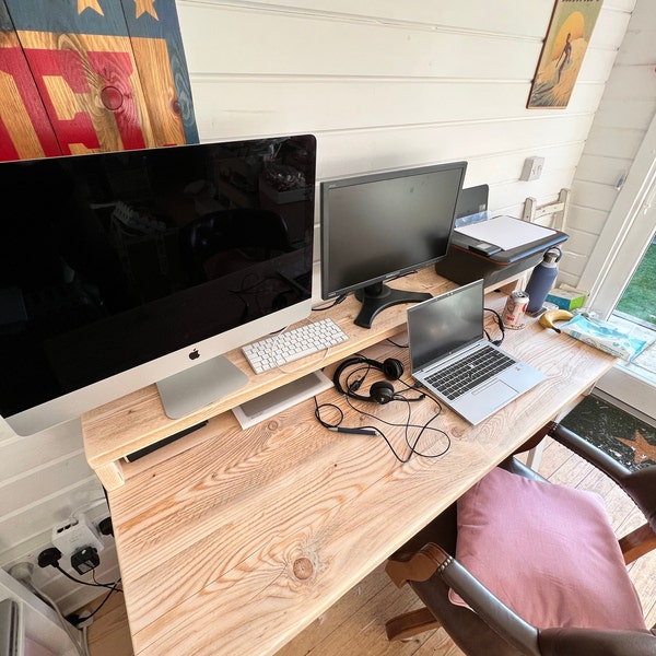 Rustic Computer Desk and Monitor Shelf With INDUSTRIAL LEGS Rustic Desk ...