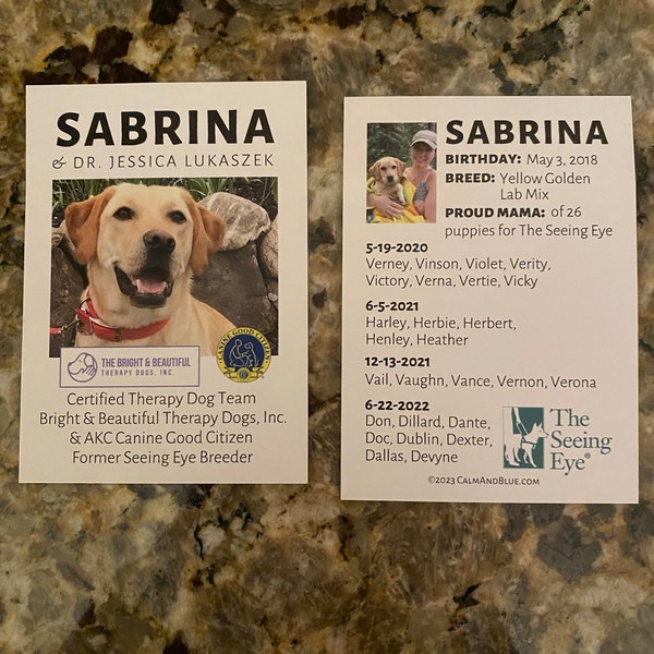 Custom Therapy Dog Trading Cards: Minimalist Design, Personalized ...