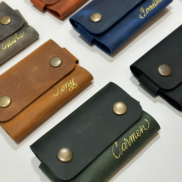 Custom Mother Days Gift Gray Front Packet Minimalist Leather Wallet ...