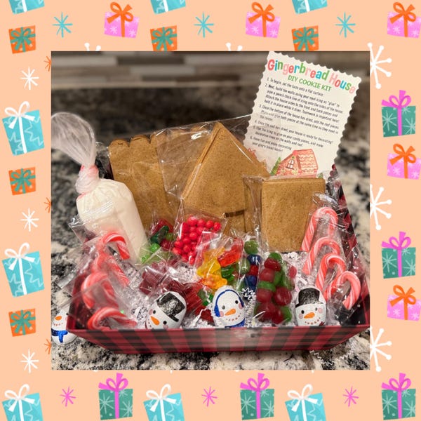 Gingerbread House DIY Cookie Kit Instructions Card 4"x5", Christmas ...