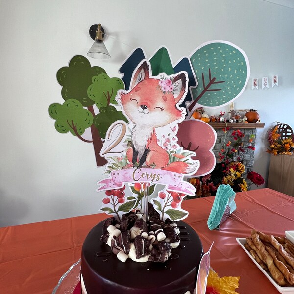 Fox Cake Topper, Fox Baby Shower, Fox Birthday Party Supplies, Fox Girl ...