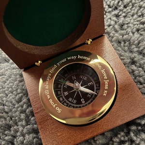 Personalised Compass With Wooden Box, Custom Engraved Compass Gift, UK ...