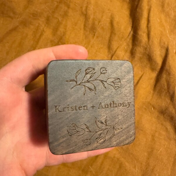Personalized Double Ring Bearer Box for Wedding Gift,handmade Round ...
