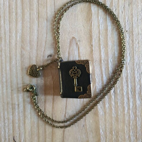 Book Necklace, Handmade Book Jewelry, Mini Book Pendant With Key - Etsy