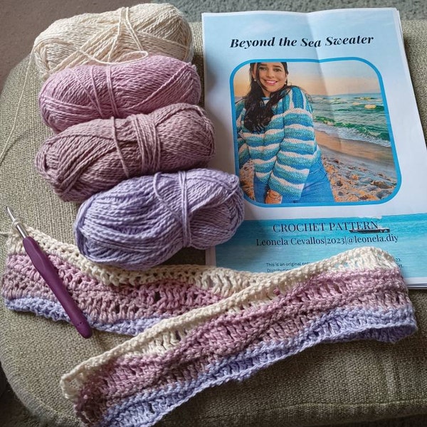 Crochet Sweater Pattern, Crochet Waves Sweater, Crochet for Fall, Cozy ...