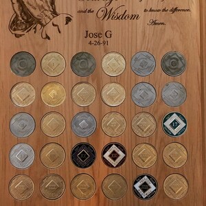 Personalized Medallion Holder, Serenity Prayer Recovery Token Display ...