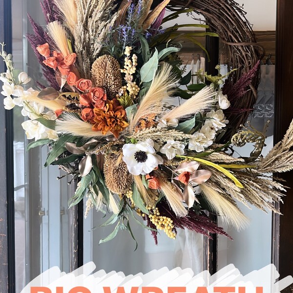 Desert Boho Harvest Wreath,autumn Door Wreath,pumpkin Wreath,fall Decor ...