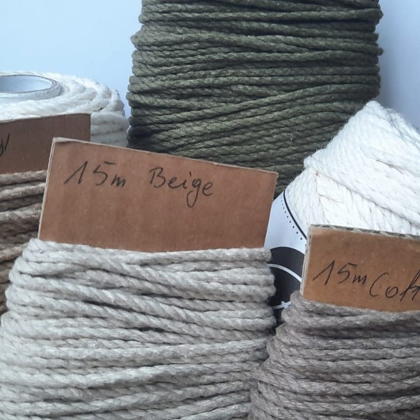 BRAIDED COTTON CORD 5mm 100 M 108 Yards Macrame Cord Cotton Cord Knit ...