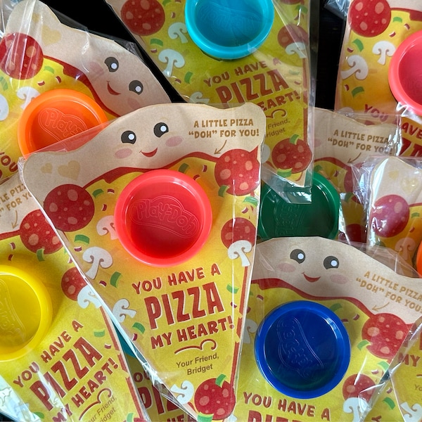 Pizza Play Dough Valentine Printable, Non-candy Valentine, Printable ...