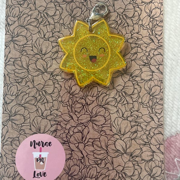 Happy Sunshine Badge Charm With Gem - Etsy