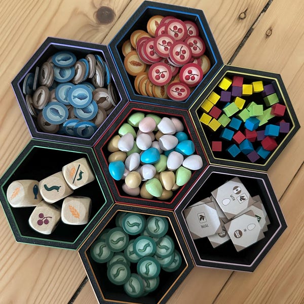 Magnetic Hexagon Board Game Trays – Modular Token Organizer With 12 ...