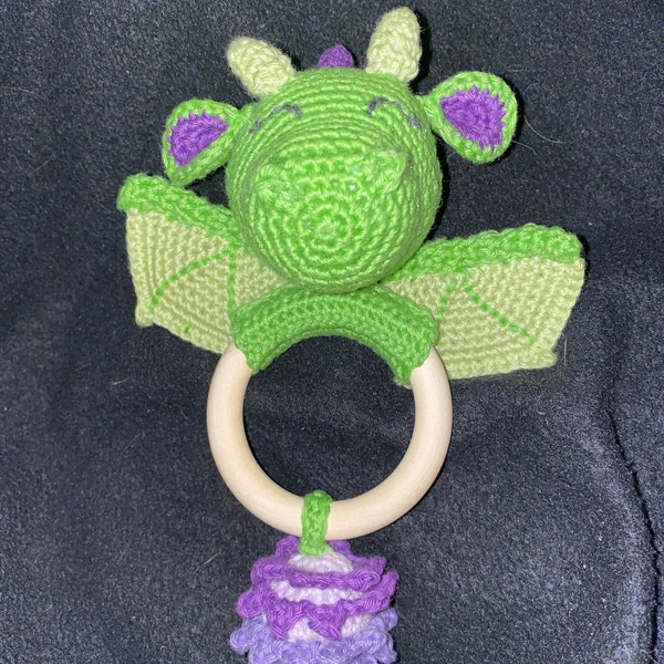 CROCHET PATTERN Dexter the Dragon Amigurumi Teether Rattle Toy Pattern ...