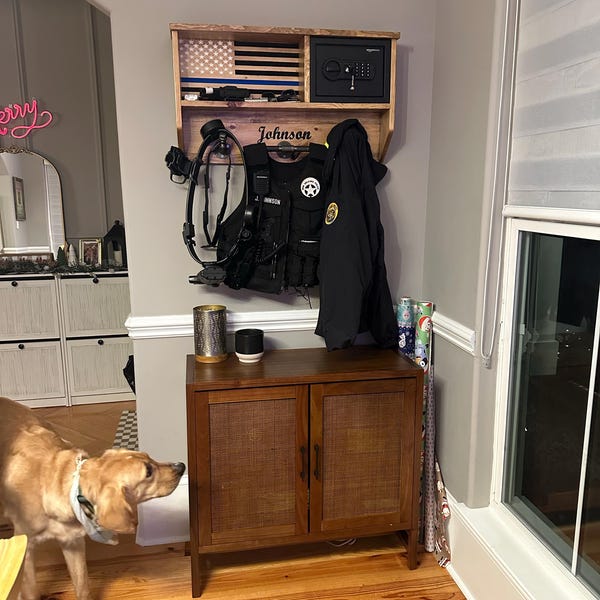 Police Duty Gear Rack - Vest Holder - Thin Blue Line Warrior Rack ...